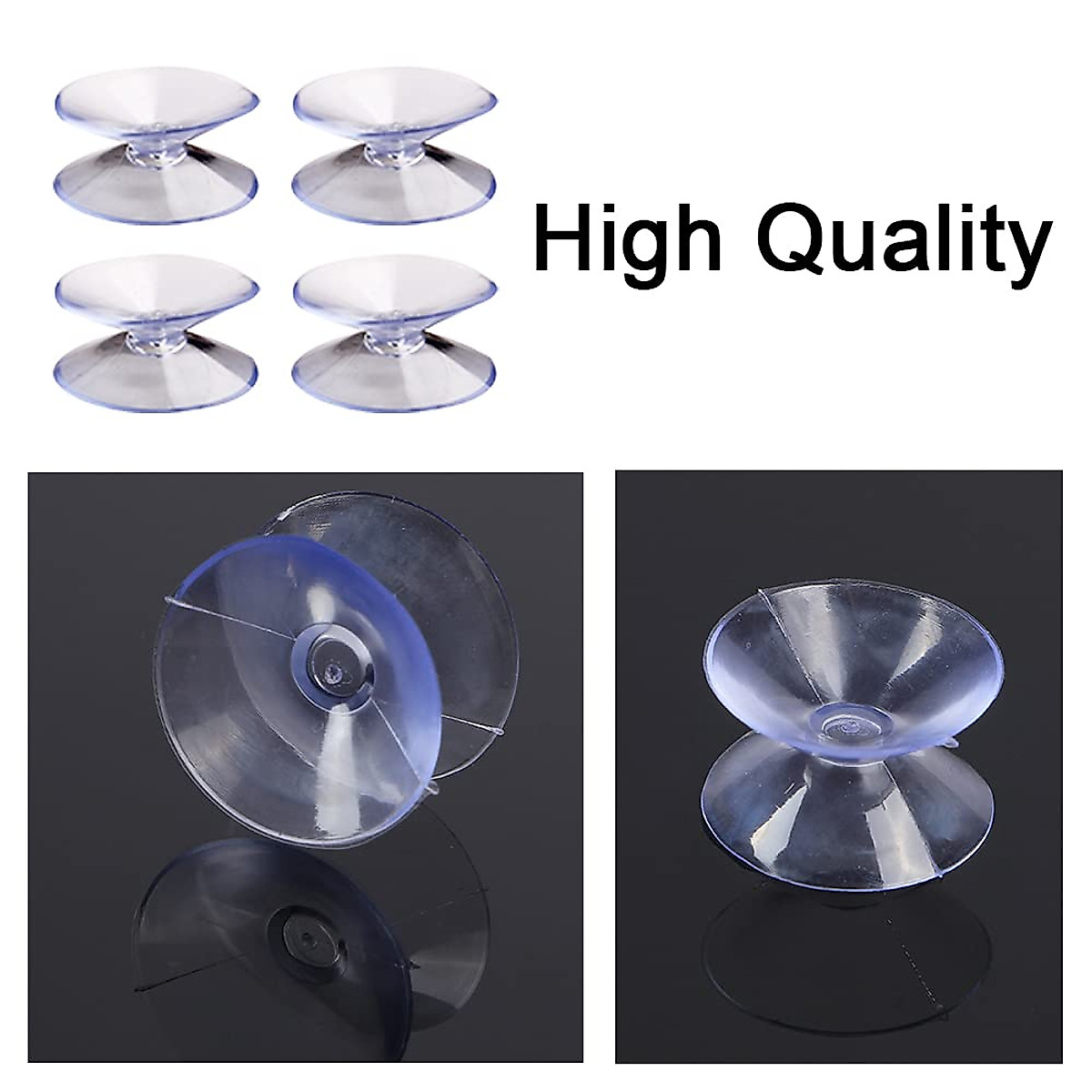 YUANHONGJIAN Suction Cup Plastic Sucker Pads Without Hooks, Clear, 50 Pack Double Sided Suction Cups Sucker Pads Glass Table Top Spacers for Glass Plastic Table Mirror Ceramic