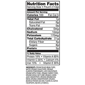 Plum Organics Tots Baby Food Pouch | Mighty 4 | Carrot, Guava, Oats, Black Beans | 4 Ounce | 6 Pack | Organic Food Squeeze for Babies, Kids, Toddlers