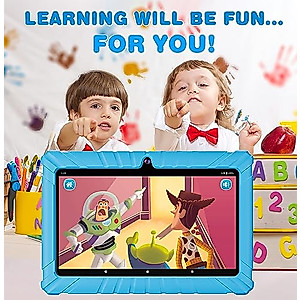 Contixo V8-2 7 inch Kids Tablets - Tablet for Kids with 50+ Disney Storybooks & Stickers (Value $200) - Android Tablet 32 GB HD Display Durable Case & Screen Protector, Light Blue