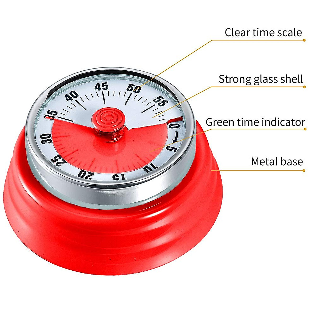 Kitchen Timer, Kitchen Countdown Cooking Timer Reminder No Battery Required Magnetic Time Management Timer Red