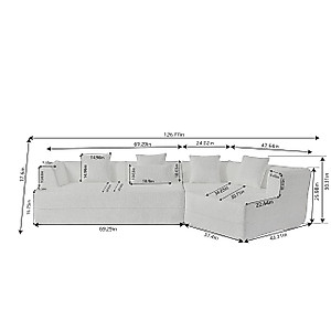 Large Modular Sofa Sectional Couch, 126.77" L-Shape Upholstered Modern Minimalist Cloud Sofas Couch, 28" Deep Seat Free Combination Corner Couchesfor Living Room Apartment, Dark Green Plush Boucle
