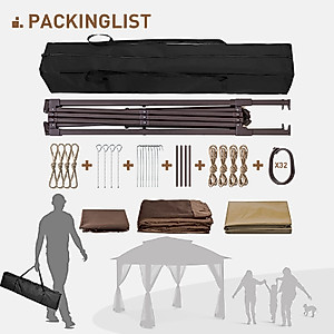 Joyside 11'x11' Pop Up Gazebo for Patio Gazebo Canopy Tent with Sidewalls Outdoor Gazebo with Mosquito Netting Pop Up Canopy Shelter Wedding Tent (Beige)