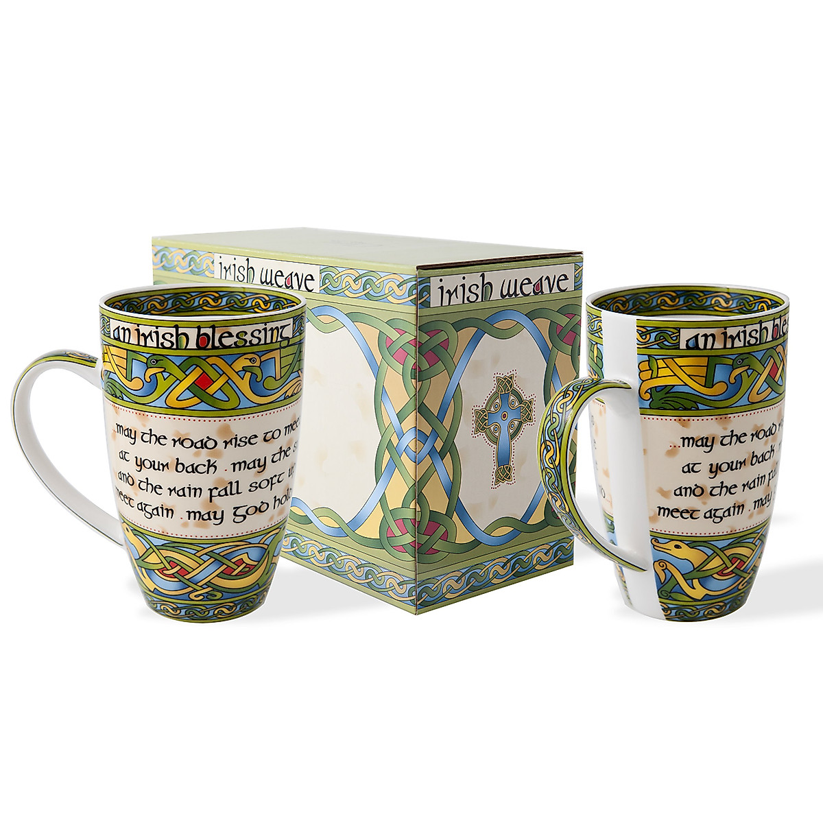 Royal Tara Irish Blessing Mug Bone China Cup Irish Weave Box, Capacity 400ml/14fl oz (Set of 2 Packed Blessing Mugs)