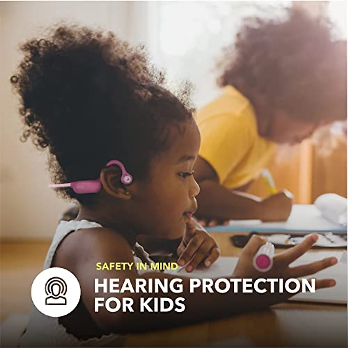 KNZ EZPZ 5.1 Bluetooth Over Ear Air Conduction Headphones, Perfect for Sports, Outdoor Activities and Children, Built-in Microphone, Sweat and Splash Proof, 8 Hrs Music Play, USB-C Charging (Pink)