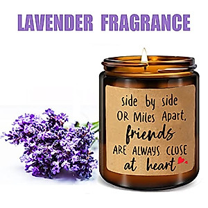 Bestt Friends Giftss for Women, Friendship Birthday Gifts, Valentine's Day, Mother's Day, Christmas Gifts for Friends, BFF Side by Side or Miles Apart Friends Lavender Candles (7oz)