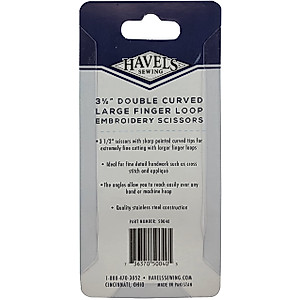 Havel's Double Curved Embroidery Scissors 3.5-Inch Large Finger Loop, Acrylic, Multicoloured