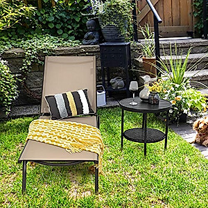 Giantex Lounge Chairs for Outside Patio Chaise Lounges Aluminum Recliner W/Adjustable 6 Backrest Positions and Wheels for Patio Beach Poolside Outdoor Sunbathing Chair(1, Brown)