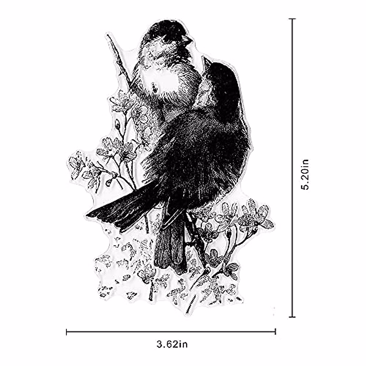 2 Love Birds on Flowers Words Clear Stamps for Card Making Scrapbooking Crafting DIY Decorations, Birds and Flowers Transparent Silicone Seal Stamps for Embossing Album Crafts