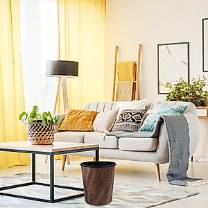 SEWACC Retro Imitation Wood Grain Trash Can Plastic Garbage Can Plastic Garbage Container Household Garbage Can Rustic Waste Container Office Trash Bin Kitchen Trash Bin Waste Basket