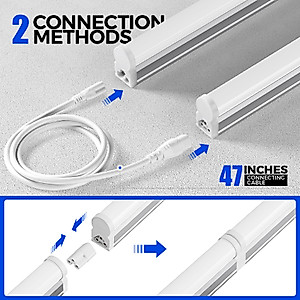 Barrina LED Shop Light 4FT, 2200lm, 4000K Cool White, T5 Led Fixture, Linkable Shop Light, Ceiling and Under Cabinet Light, Tube Lights for Garage Warehouse Workshop Basement, ETL Listed, 8 Pack