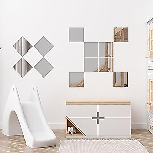 QIYUFOTO Full Length Wall Mirror Tiles, Wall Mounted Glass Mirror for Modern Wall Decor, Square Large Wall Mirror for Home Gym, Bedroom, Bathroom(12"x 12"-8PCS)