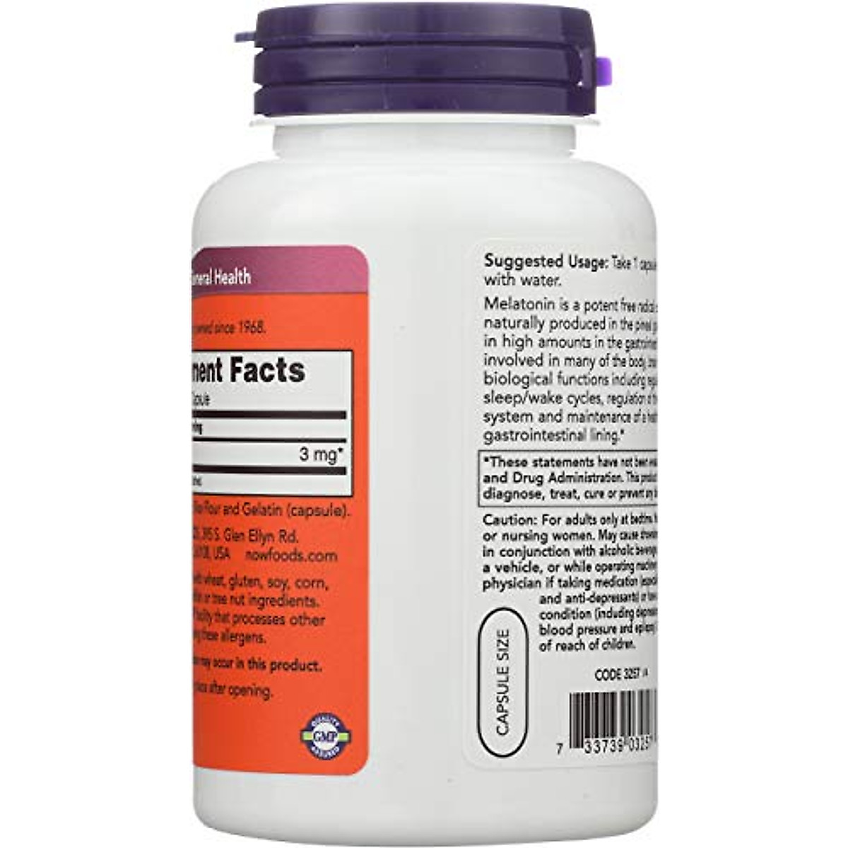 Now Foods Melatonin 3mg 180 Caps