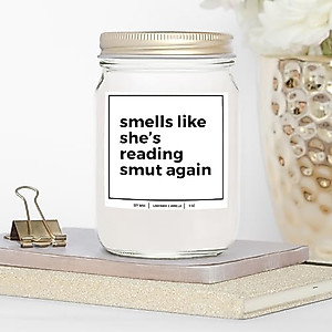 YouNique Designs Smut Candle 8oz - Smut Book Lovers Gifts - Smutty Book Lovers Gifts Ideas, Funny Smut Reader Gifts - Smut Gifts, Smutty Book Gifts - Smut Book Merch (Lavender & Vanilla)