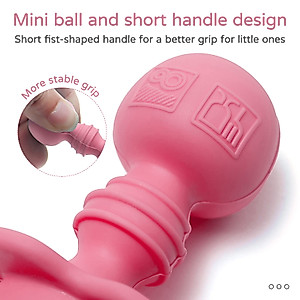 Silikong Silicone Utensils, Baby Fork and Spoon Set, Training Utensils, Baby Led Weaning Stage 1 for Ages 6 Months (Pink)