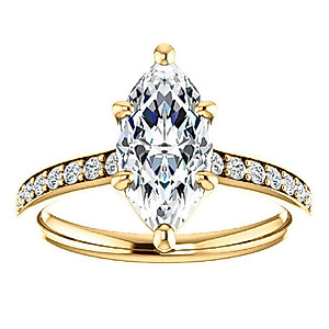 3.0 CT Marquise Colorless Moissanite Engagement Rings, Wedding Bridal Ring, Eternity Solid 10K Yellow Gold Diamond Solitaire 6-Prong Anniversary Promise Gift for Her (7)