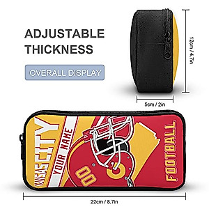 mdbozli Kansas City Custom Football Backpack 3 Piece Set Add Your Name And Nume School Bag with Lunch Box and Pen Case Set Gift for Boys Girls