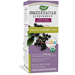 Nature's Way Sambucus Organic Elderberry Syrup for Kids, Black Elderberry Extract, Great Tasting, Gluten-Free, 4 Fl. Oz