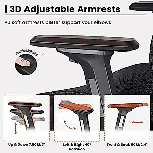 Razzor Ergonomic Mesh Office Chair High Back Desk Chair with Adjustable Lumbar Support and Headrest, 3D Flip-up Arm Computer Gaming Chair, Executive Swivel Task Chair