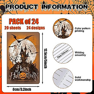 24 Pack Halloween Mini Notepads 24 Styles Small Vintage Notebooks School Supplies 5 x 3.2 Inches Girls Pumpkin Cat Halloween Retro Memo Pad for Kids Students Halloween Stationery Gifts Party Favors