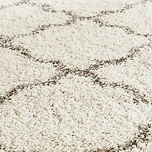 SAFAVIEH Hudson Shag Collection Area Rug - 6' x 9', Ivory & Grey, Moroccan Trellis Design, Non-Shedding & Easy Care, 2-inch Thick Ideal for High Traffic Areas in Living Room, Bedroom (SGH282A)