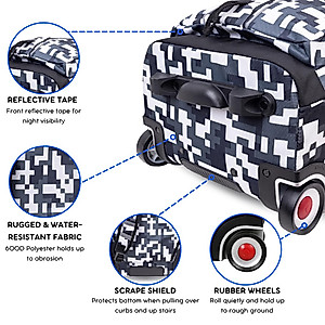 J World New York Lunar Rolling Backpack, Laptop Bag with Wheels, Camo, 19.5"