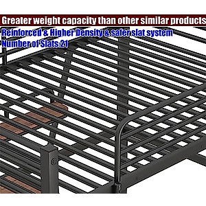 ZORQ Upgraded Version & Stronger Steel Loft Bed Full Size with Desk Underneath and Storage Shelf and Safer Ladder, Thickened More Rust-Resistant Metal Full Loft Bed Frame (Easier to Assemble) (Black)