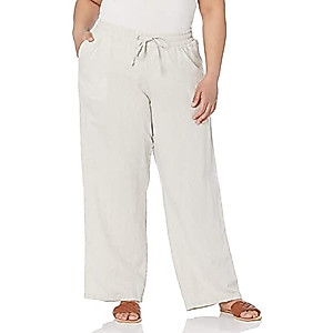 Amazon Essentials Women's Linen Blend Drawstring Wide Leg Pant (Available in Plus Size), Ecru, Large