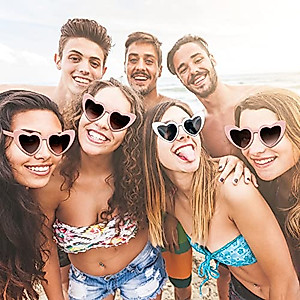 KUUQA 8 Pairs Heart Shaped Sunglasses and 8 Pack Satin Bridesmaid Scrunchies Bachelorette Party Sunglasses Bulk Bride Bridesmaid Glasses Wedding Décor