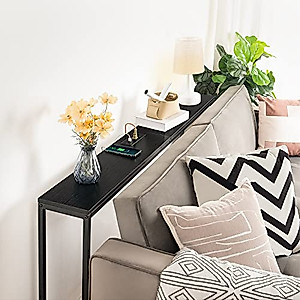 MAHANCRIS Console Table with Power Outlet, 63" Narrow Sofa Table, Industrial Entryway Table with USB Ports, Behind Couch Table for Entryway, Hallway, Foyer, Living Room, Bedroom, Black CTHB16E01