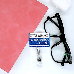 Problem Badge Reel Retractable with ID Clip Funny Joke Humor Name Badge Clip RN CNA Nurse Office Worker Teacher Studen Acrylic Badge Accessories