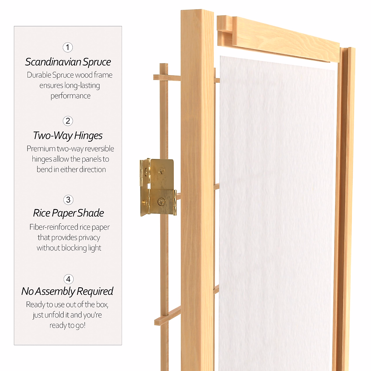 3 ft. Short Window Pane Shoji Screen - Natural - 4 Panels