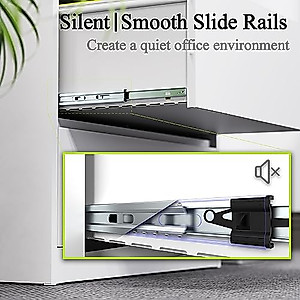 Hak 2 Drawer Locking File Cabinets for Home Office, Metal Office Lateral File Cabinet with Lock, Lockable Modent Filing Cabinet for Hanging Files Letter/Legal/F4/A4 Size, White