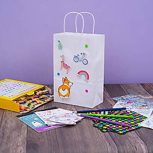 Prime Line Packaging Mini White Gift Bags with Twisted Handles, Small Business Shopping Tote, Boutique, Merchandise, Party Favor, Bulk, 6x3x9 100 Pack