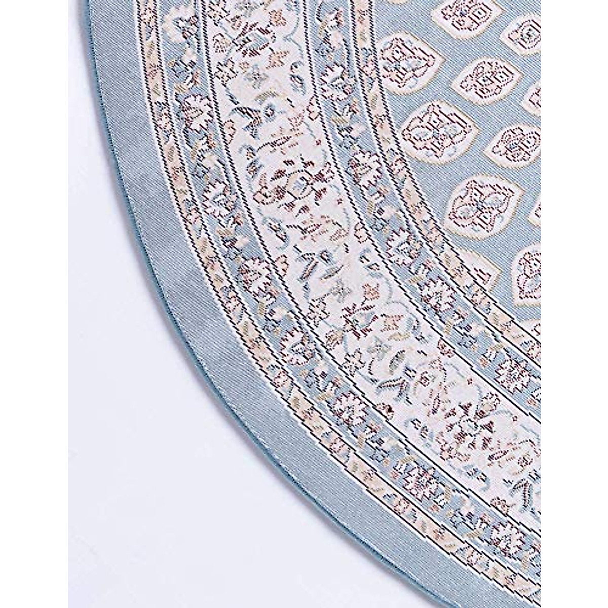 Unique Loom Narenj Collection Classic Traditional Textured Medallion Pattern Design Area Rug, 10' Round, Blue/Burgundy