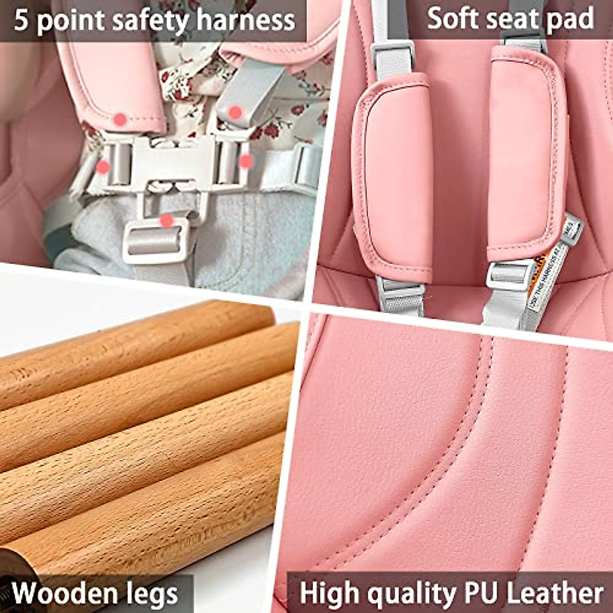 3 in 1 Baby High Chair,Adjustable Convertible Wooden High Chair with Fastened Structure,Baby Chair with Removable Easy Clean 2 Big Trays,Ideal for Baby Girl or Boy,CPC & ASTM Certifications (Blue)