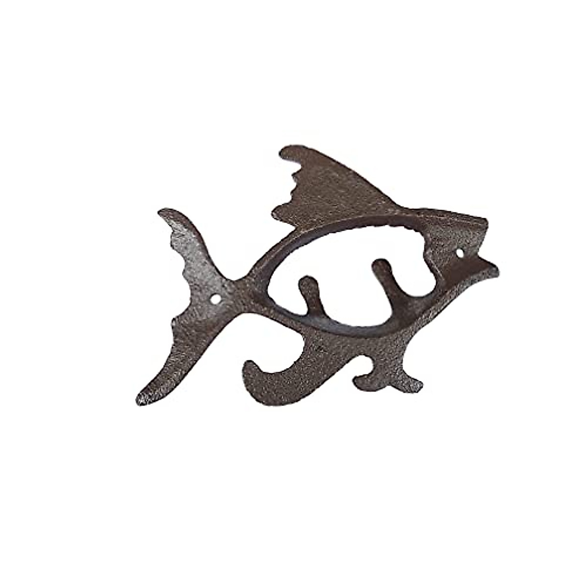 Rustic Heavy Duty Cast Iron Hook Wall Art Décor Hanging Towel Key Coat Rack Durable Iron Hanger Living Room Bathroom Room Kitchen Wall Decoration-(Single Fish Hook)