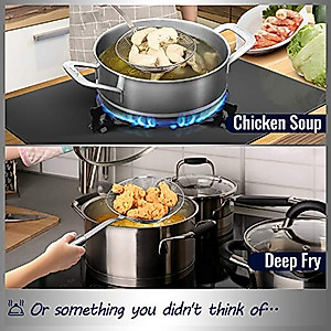 Hiware Solid Stainless Steel Spider Strainer Skimmer Ladle for Cooking and Frying, Kitchen Utensils Wire Strainer Pasta Strainer Spoon, 5.4 Inch