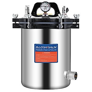 BAOSHISHAN 12L Steam Autoclave 12.7 QT Stainless Steel Portable Pressure Autoclave 1KW 110V