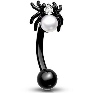 OUFER Rook Piercing Jewelry, 316L Surgical Steel Rook Earrings For Women Men, 16G Spider Curved Barbell Eyebrow Rings, Pearl Tragus Daith Piercing Jewelry(Black)…