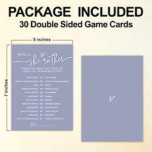 YKYENR Would She Rather Game Cards For Bridal Shower(30 Pcs), Minimalism Pale Purple Wedding Party Game Cards, Mr & Mrs, Engagement Party, Bridal Shower Party Games & Activities - C02