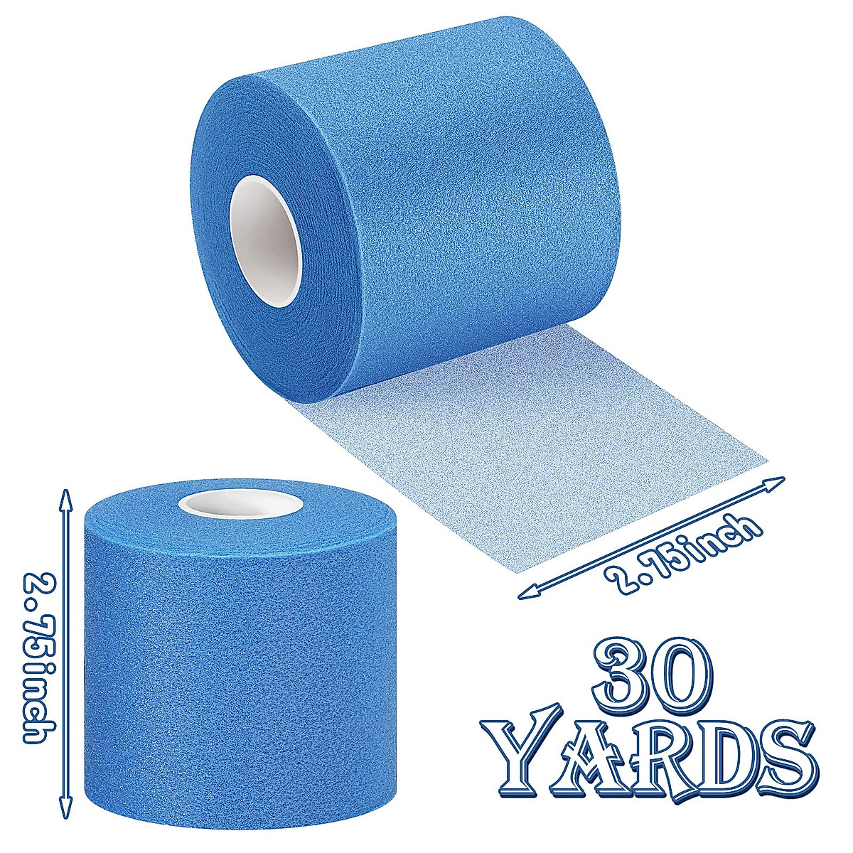 3 Piece Athletic Pre Wrap Tape for Hair 90 Yards Foam Underwrap Tape Sports Pre-wrap Athletic Tape Underwrap for Hair Ankle Wrists Knees Sports 2.75 Inch by 30 Yards(Blue)