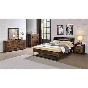 Acme Juvanth Wooden Nightstand with 2-Drawer in Rustic Oak and Black