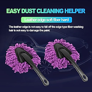 2 PCS Microfiber Car Duster Brush, Soft Scratch Free Dashboard Cleaning Brush, Car Removable Wax Brush, Universal Car Inside Outside Detail Brush, Car Vents Computer Home Cleaning Tool (Purple)