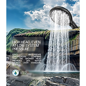 LOKBY 5″ High Pressure Handheld Shower Head 6-setting - High Flow Even with Low Water Pressure - Hand Held Showerhead Set with 59″ Stainless Steel Hose, Teflon Tape, Rubber Washers, Bracket