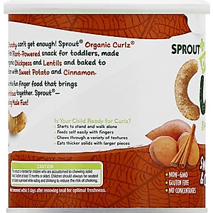 Sprout Organic Curlz Toddler Snacks Sweet Potato & Cinnamon, 1.48 Oz Can