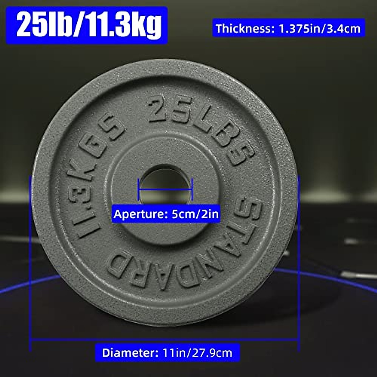 Standard Olympic 25LB Weight Plate, Bumper Plates Barbell Weights with 2-inch Hole for Strength Training Weightlifting Weight Loss Home Gym Equipment (Standard plate GN)