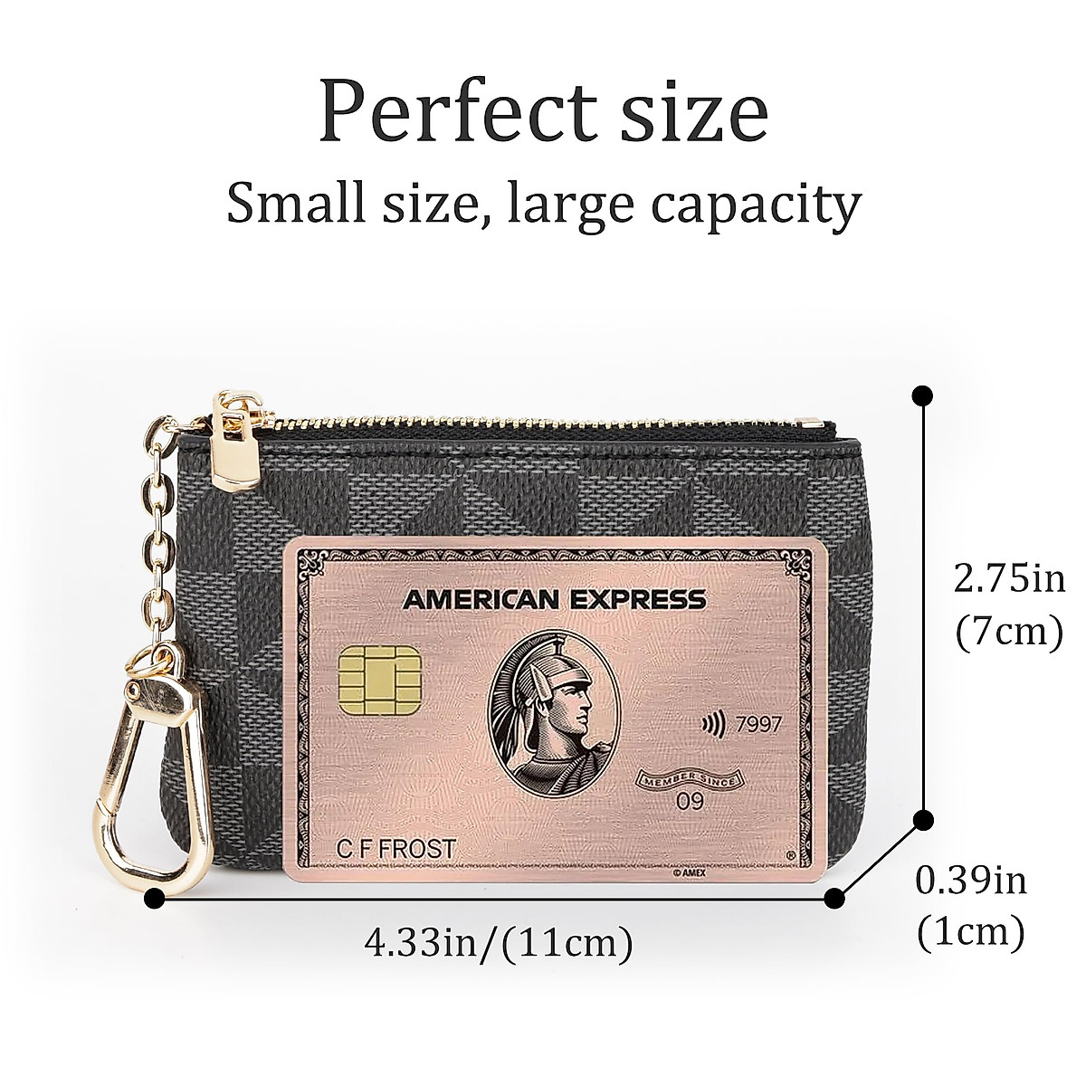 Veki Coin Purse Change Mini Purse Wallet With Key Chain Ring Zipper for Men Women Fashionable Bag Key Chain Pendant Leather Classic Clutch Purse(Black)