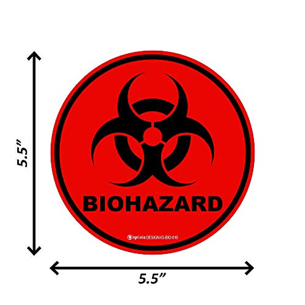 Ignixia Biohazard Sign Decals (Pack of 10) Round Stickers for Hospitals, Labs, and Industrial use Universal Biohazard Symbol