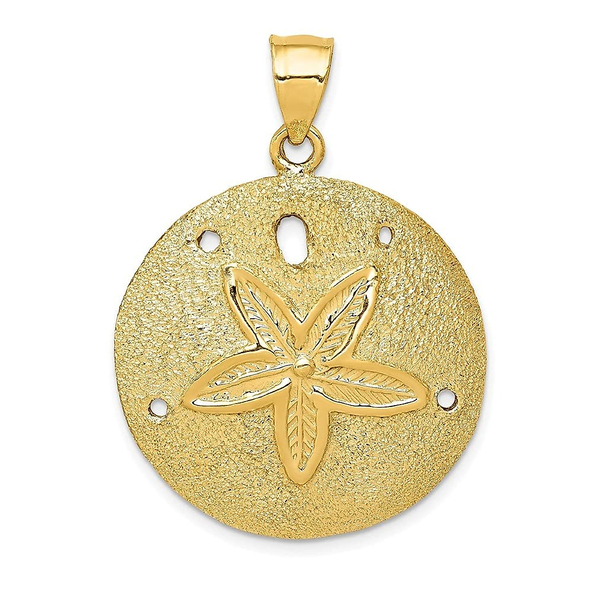 Diamond2Deal 14k Yellow Gold Laser-Cut Sand Dollar Pendant (L- 38 mm W- 29 mm)