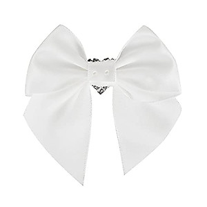 AIMUDI White Bows Satin Ribbon Rhinestone Bows 3" Premade Sparkle Bows with Gems Pre-Tied Craft Bows with Rhinestone Gift Bows for Wedding Sewing Crafts Gift Wrapping Baby Shower - 12 Counts